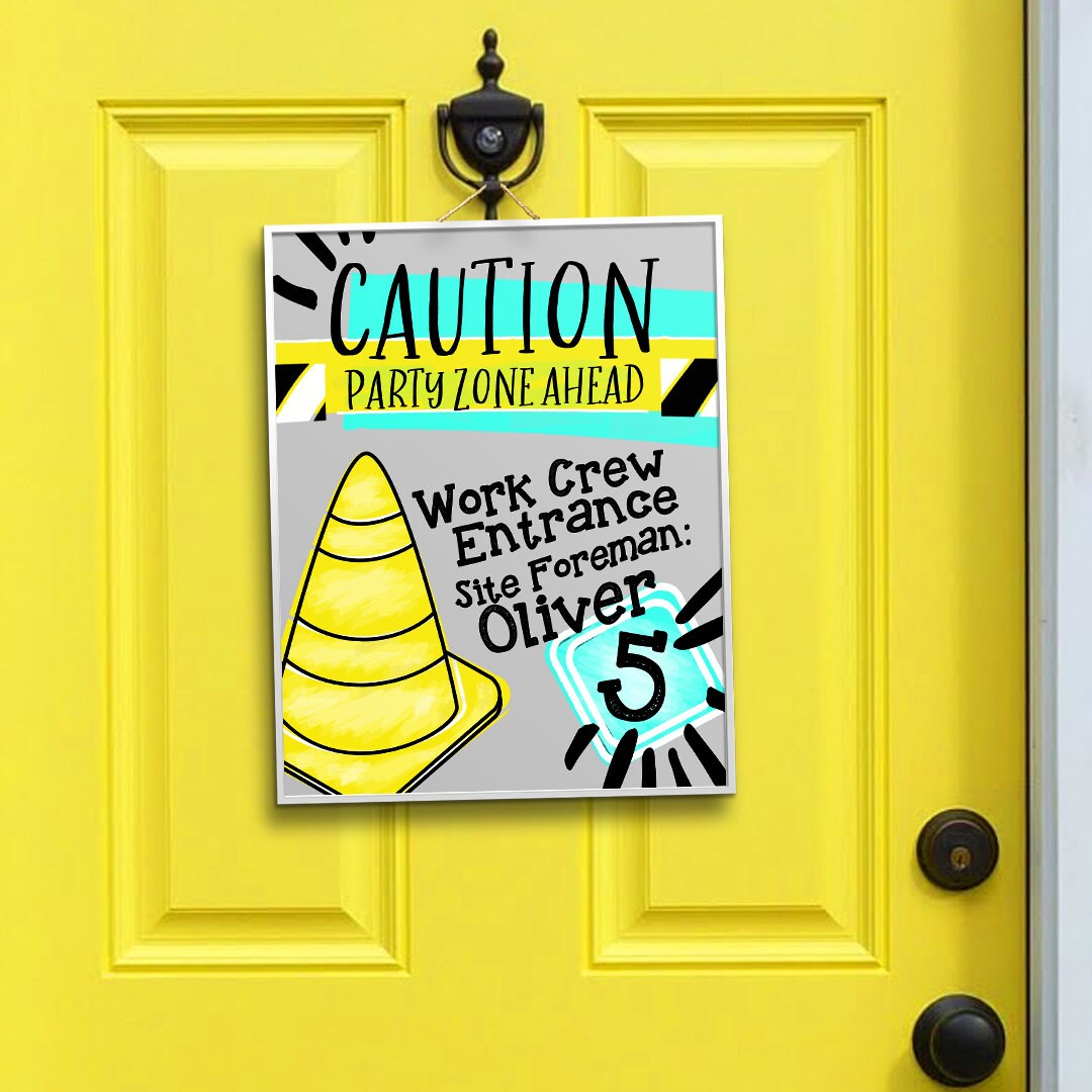 Construction Party Sign, Printable, Construction Party Welcome Sign ...