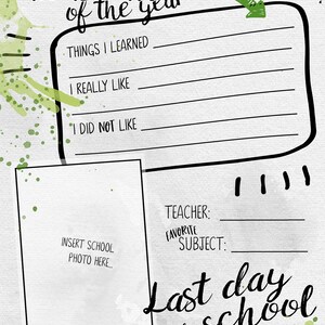 DIGITAL FIRST and LAST Day of School Pages, Back to School Memory Book ...