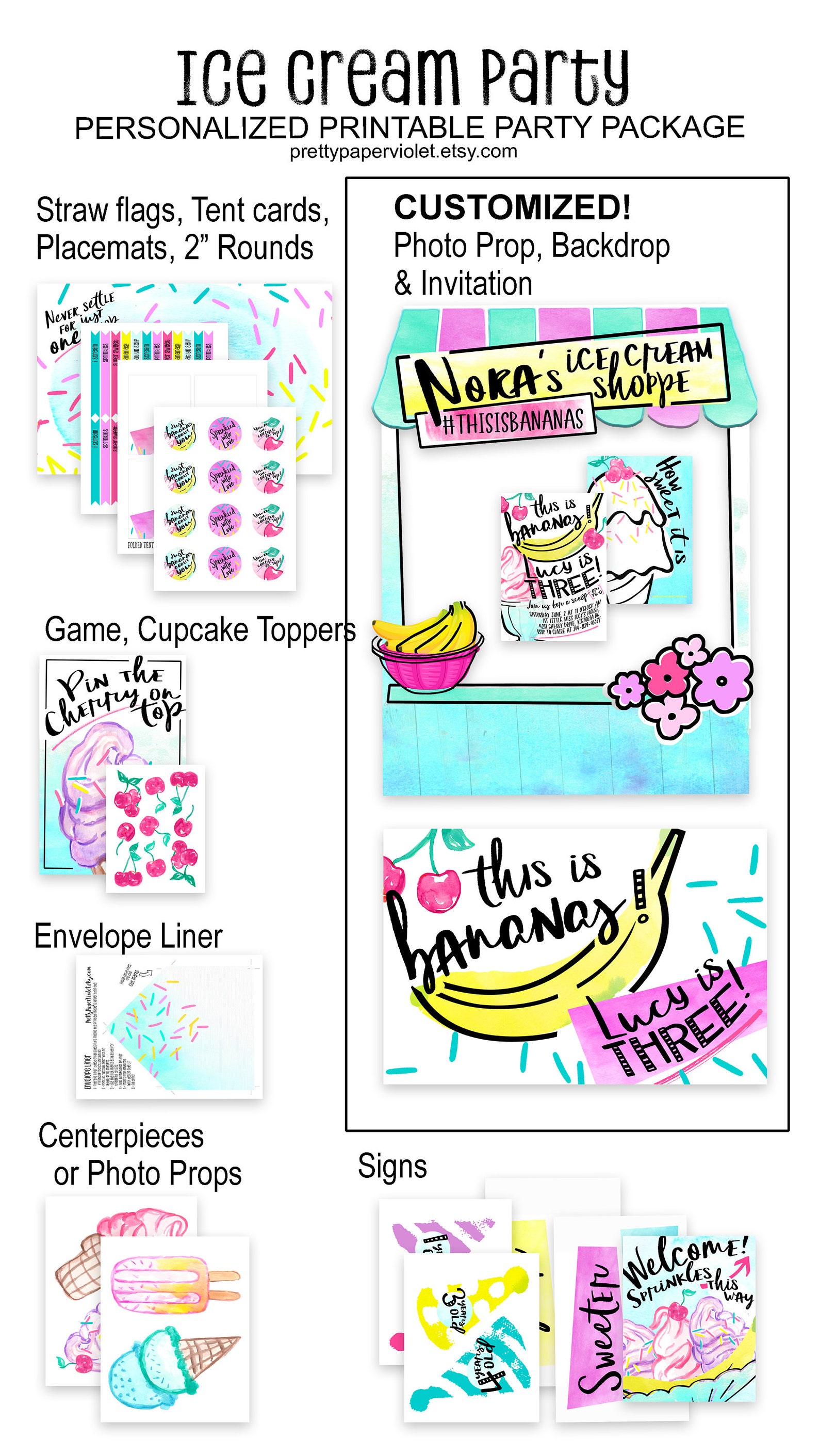 Ice Cream Party Printable Kit Ice Cream Social Kit Ice Cream - Etsy