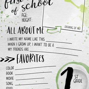 DIGITAL FIRST and LAST Day of School Pages, Back to School Memory Book ...