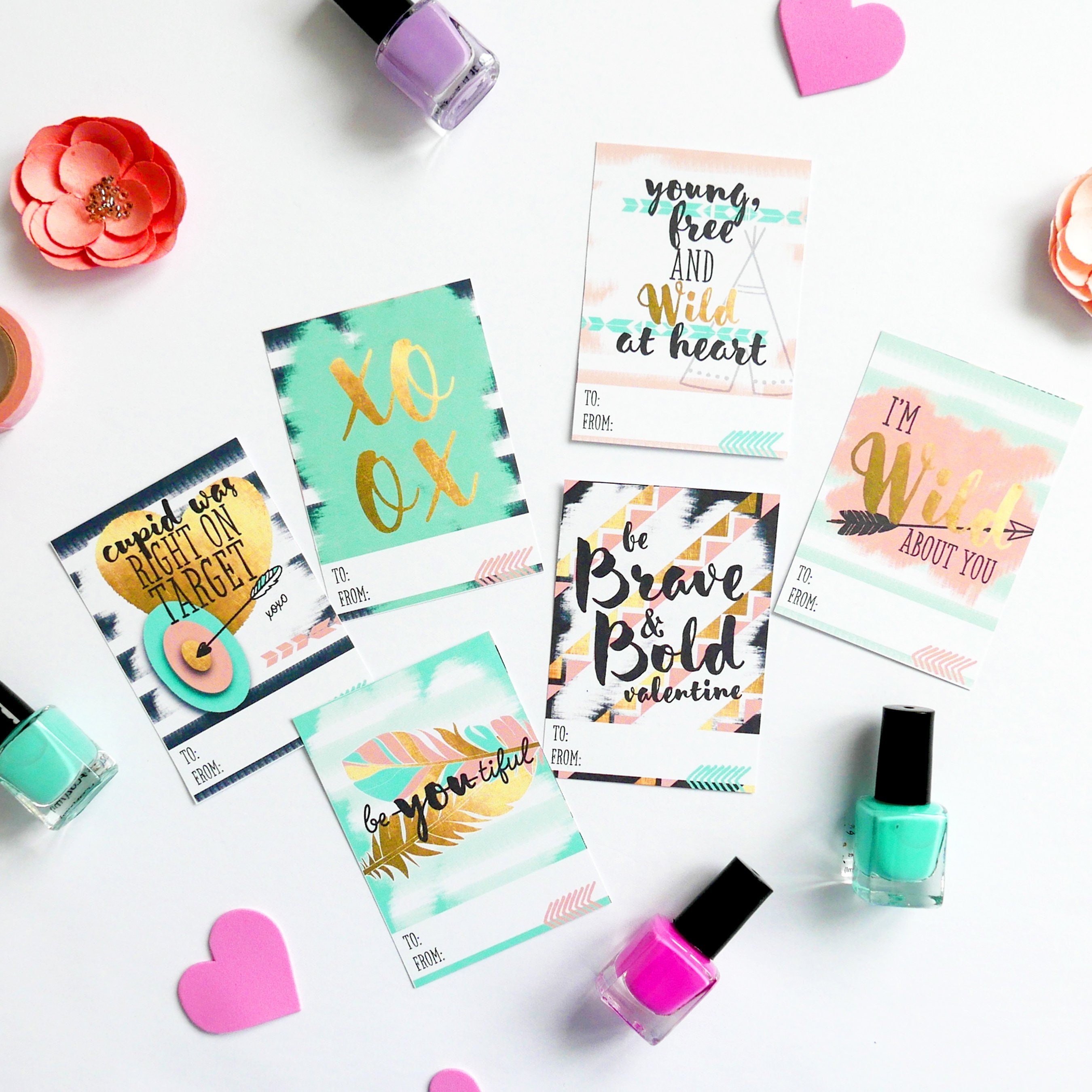 Boho Valentine's Day Cards Kids Teen Tween Girl Classroom | Etsy