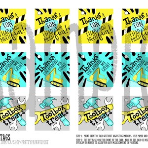 Construction Party Favor Tags, Instant Download, Printable ...