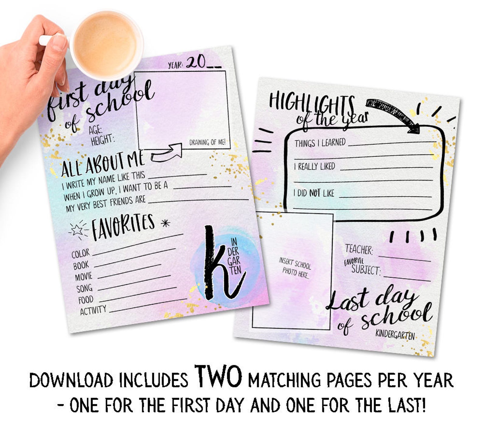 DIGITAL FIRST and LAST Day of School Pages, Back to School Memory Book ...