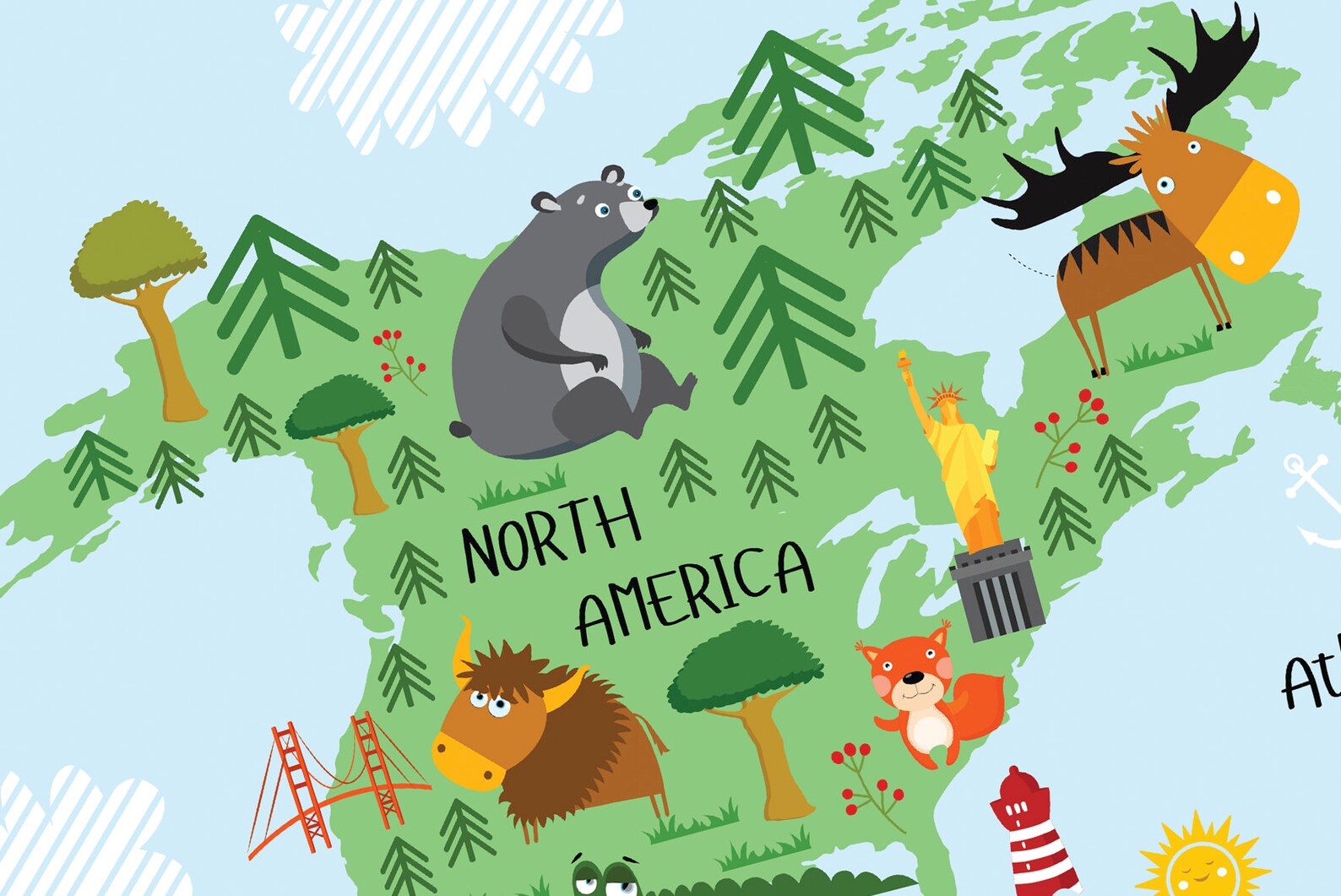 Children's World Map Printable Wall Art INSTANT DOWNOAD | Etsy