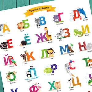 Russian Alphabet, Animal Alphabet, Instant Digital Download, Russian ...