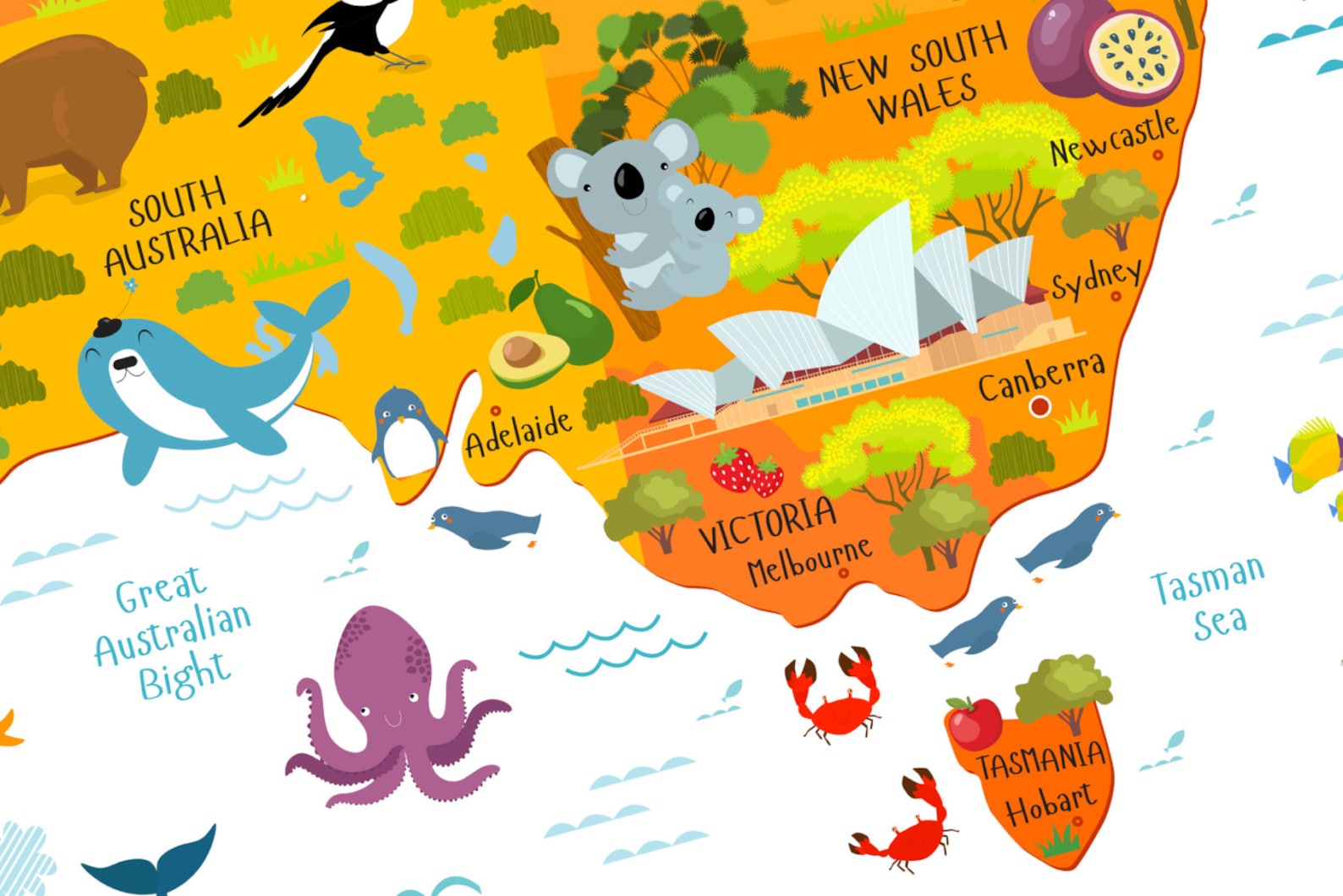 Australia Map, Printable Wall Art, Digital Download (up to 36"x54 ...