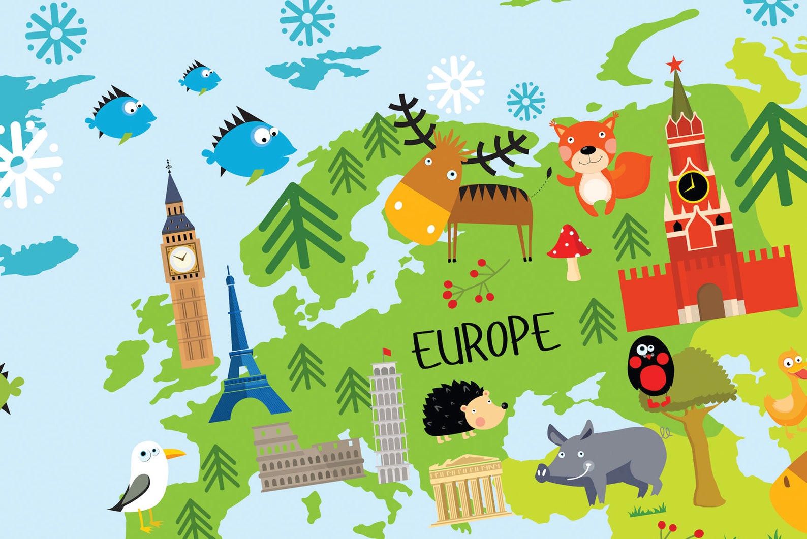 Children's World Map Printable Wall Art INSTANT DOWNOAD - Etsy