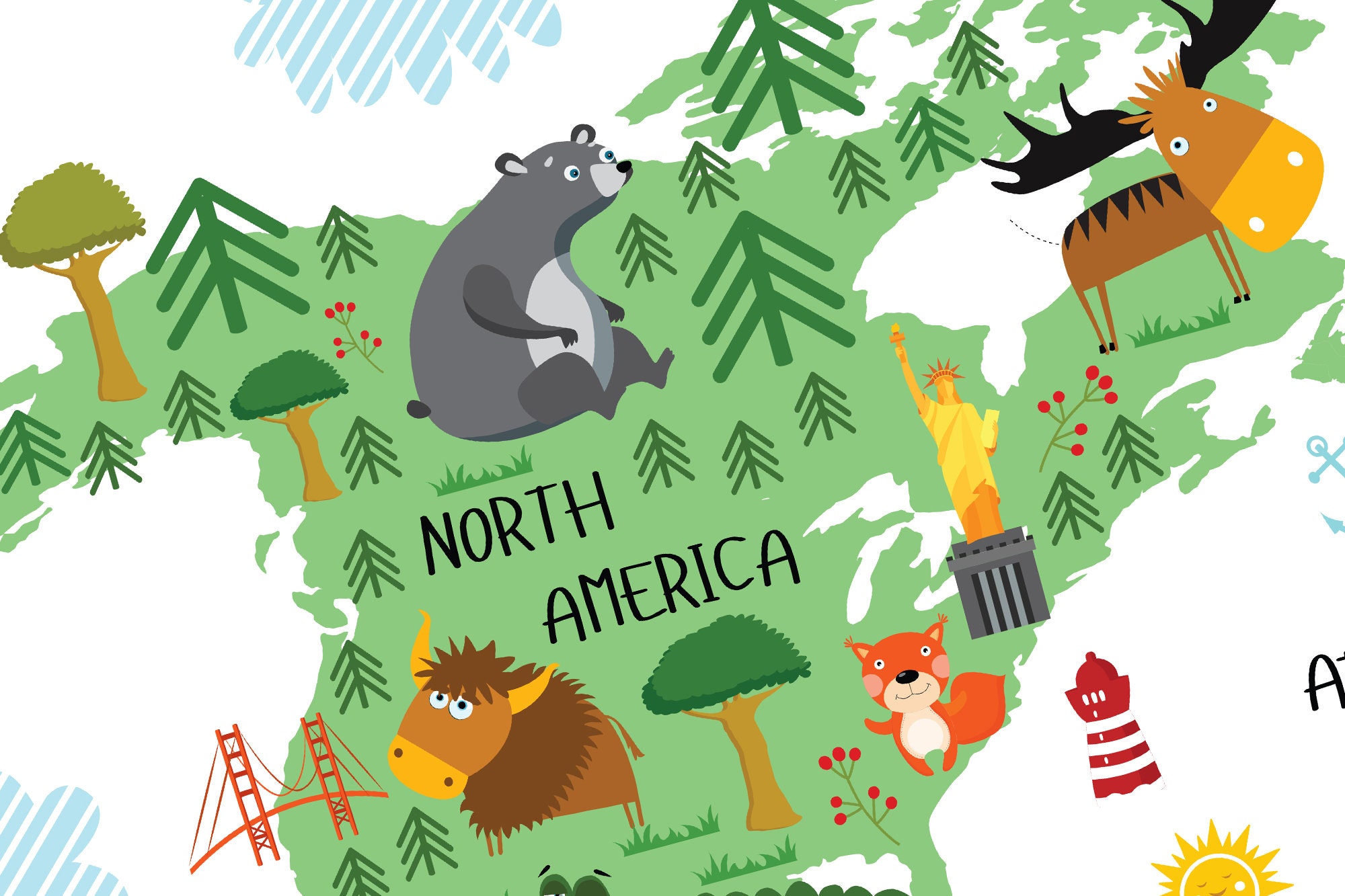 Boy Nursery Decor Kids Map Nursery Map Decor Kids Wall | Etsy