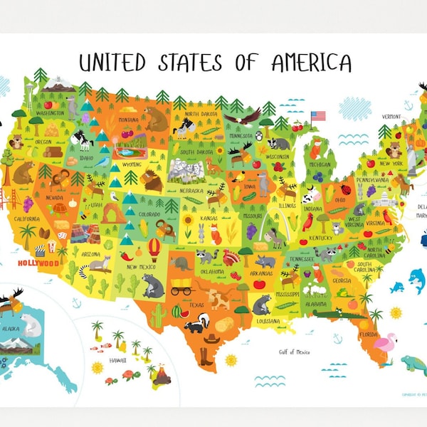 Usa Map Poster - Etsy