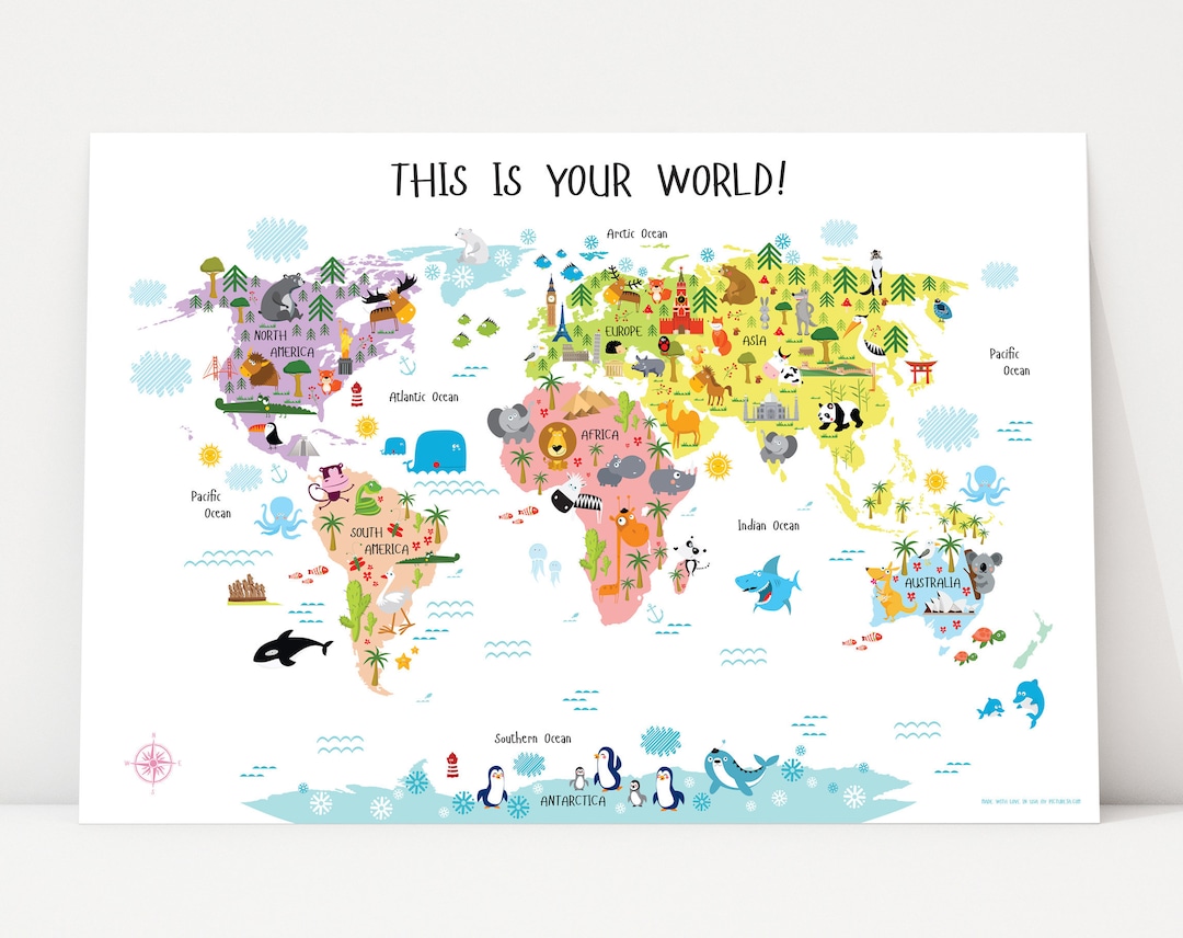 Girl Nursery Decor, Kids Room Map, Nursery Map Decor, Baby Nursery ...