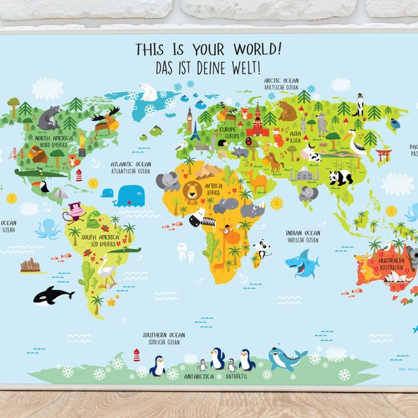 German World Map Baby Shower - Etsy