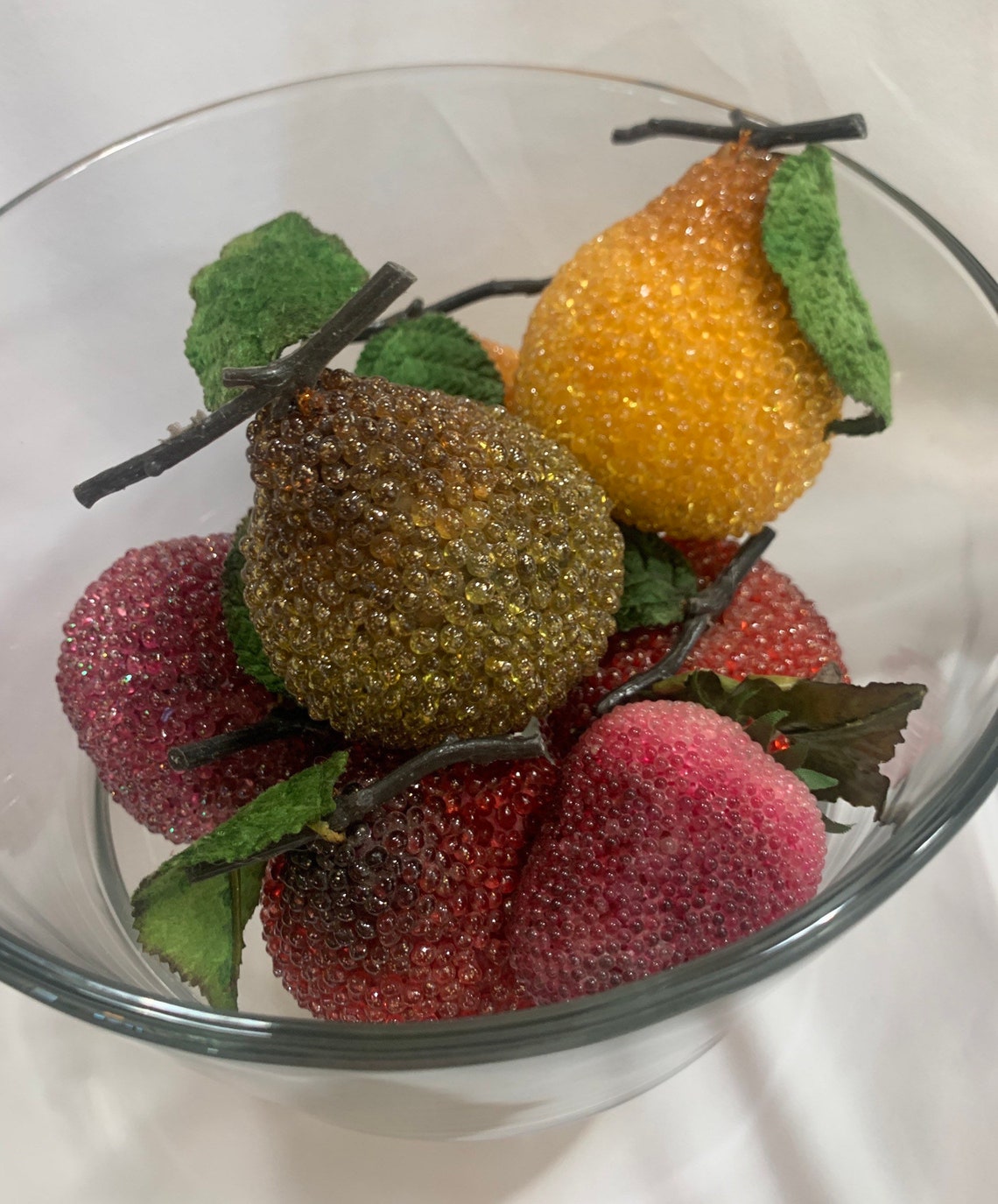 Sugared Fruit Beaded Fruit. Faux Fruit Faux Pear. Vintage | Etsy