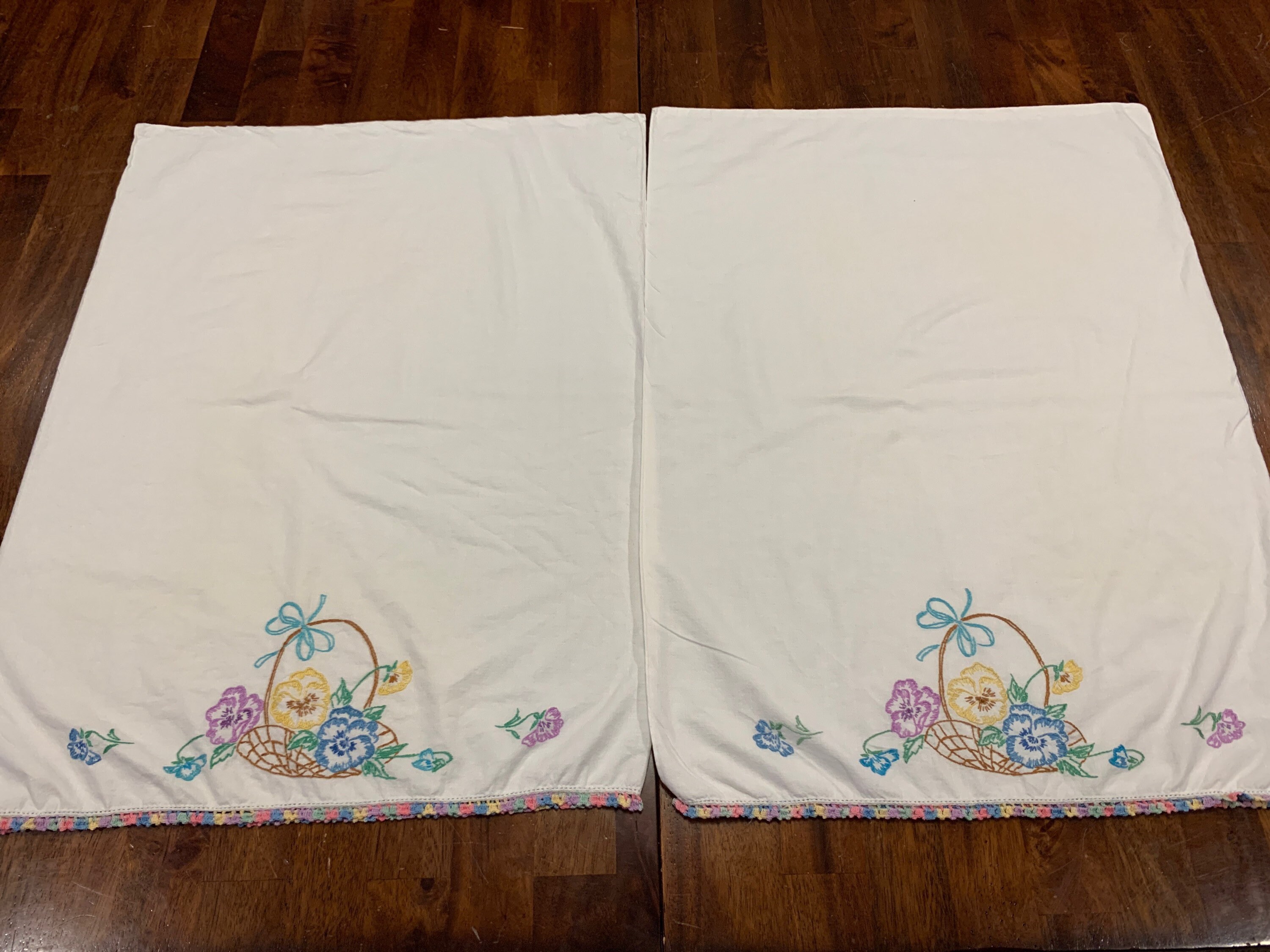 Vintage Embroidered Pillowcases. Handmade Pillowcases. Vintage | Etsy