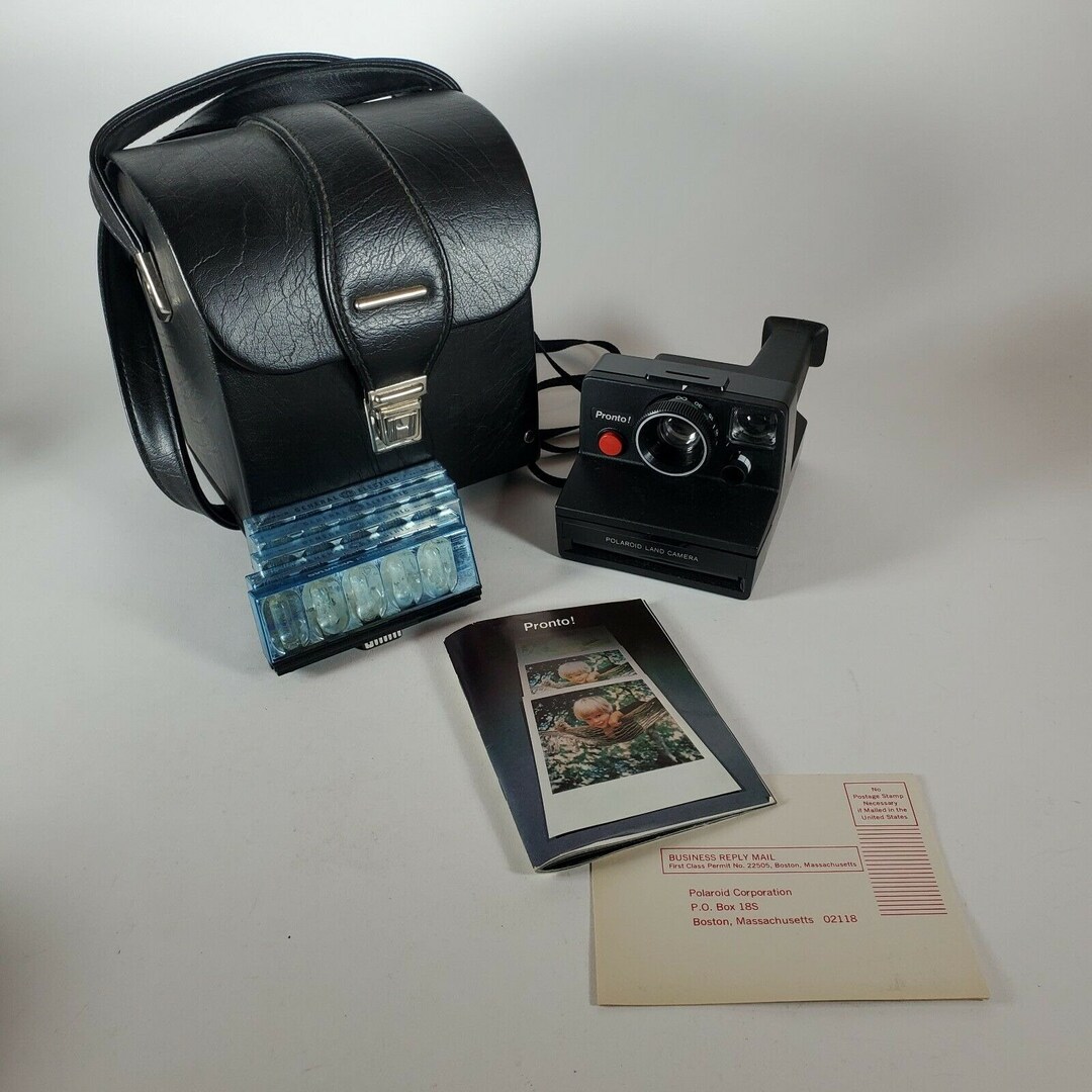Polaroid Pronto Black Land Instant Vintage Camera W/ Strap, Case ...