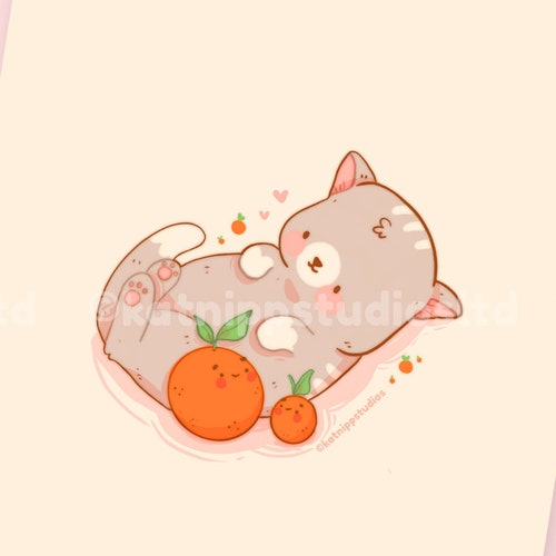Satsuma the Cat Art Print Kawaii Cat Wallart Kitten Wall - Etsy UK