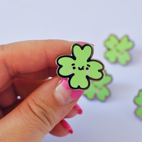 Glitter Lucky Charm Enamel Pin Irish Four Leaf Clover Good - Etsy
