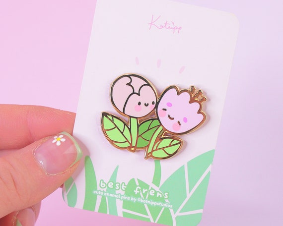 Tulip & Peony Enamel Pin Best Friends Enamel Pin Cute - Etsy
