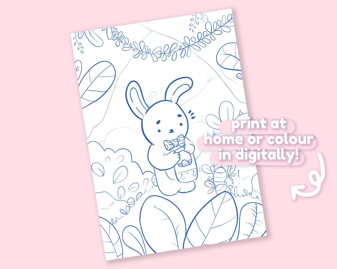 Printable Easter Bunny Colouring Page Digital Download | Etsy