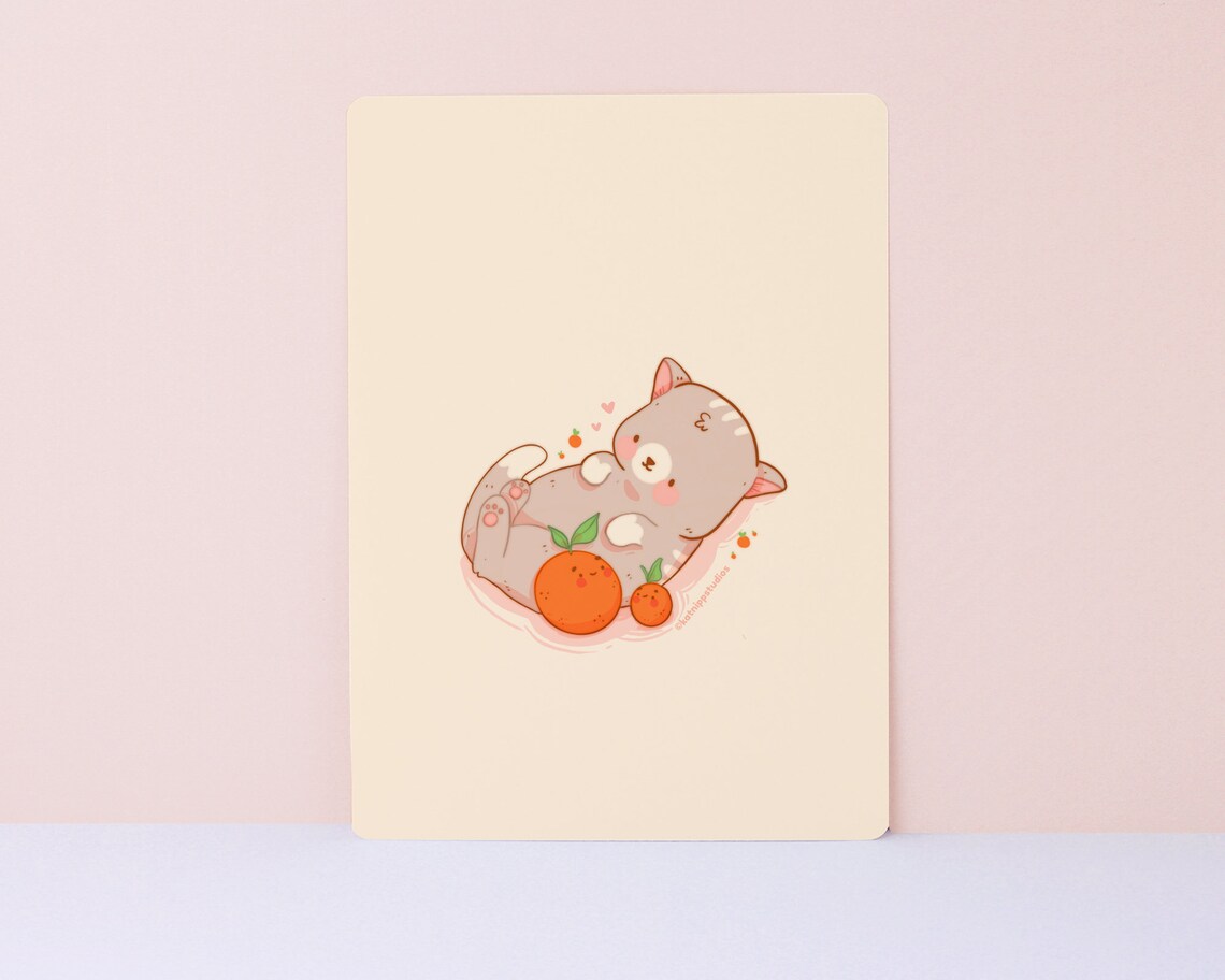 Satsuma the Cat Art Print Kawaii Cat Wallart Kitten Wall - Etsy UK