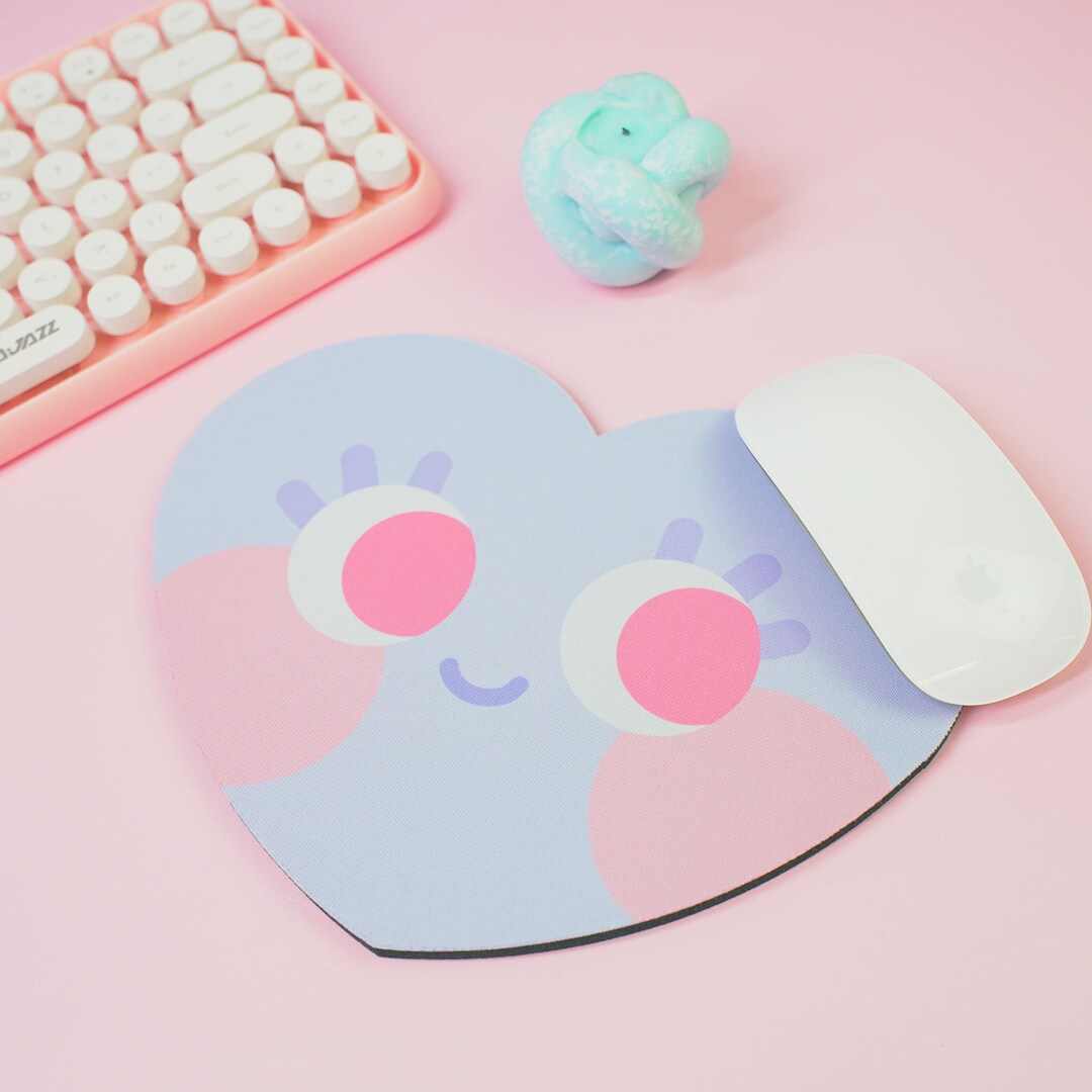 Pastel Blue Chubby Heart Mouse Pad | Cute and Colourful Desk ...