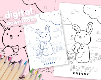 Printable Easter Bunny Colouring Page Digital Download | Etsy