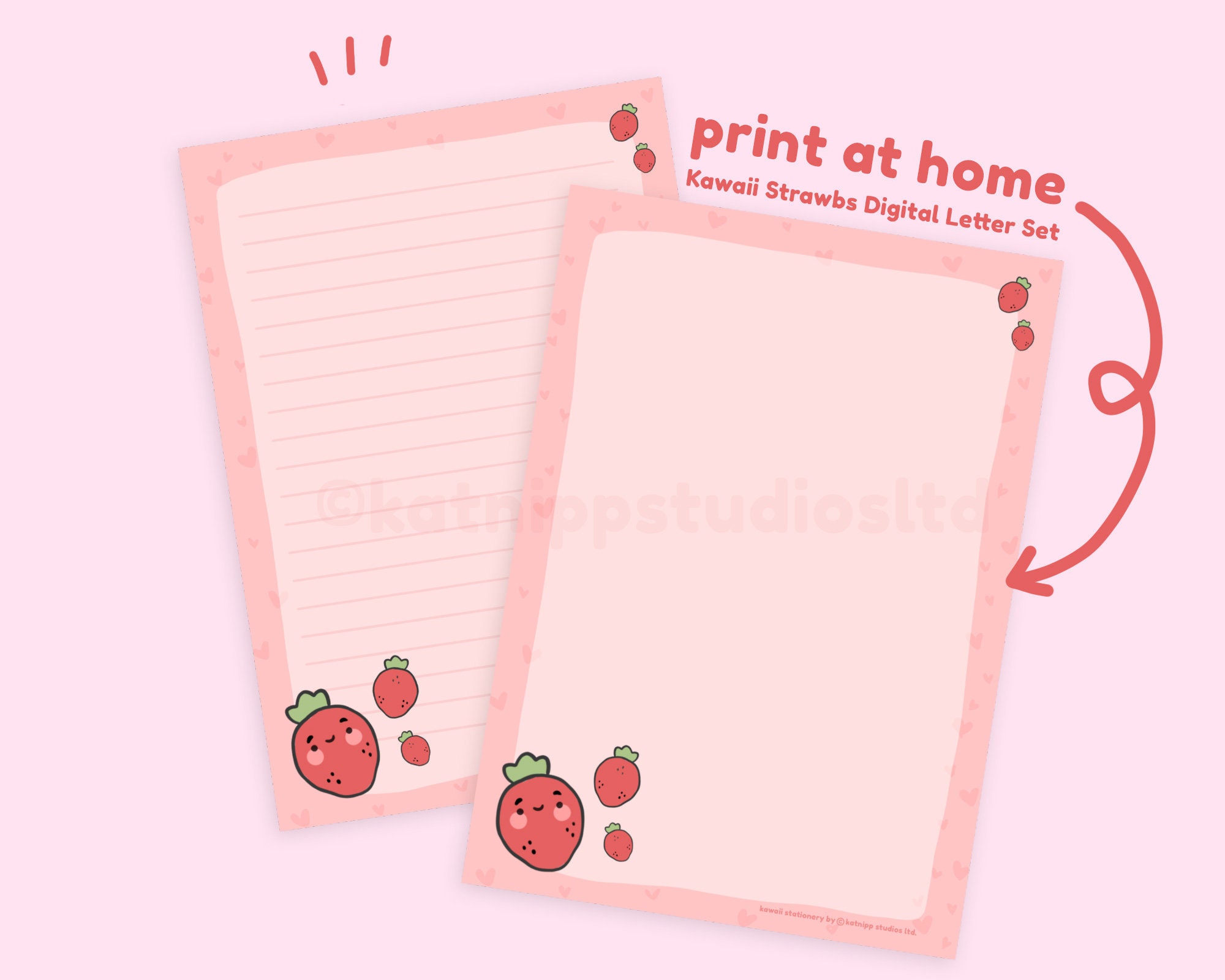 Buy Kawaii Lil Strawberry Letter Set Cute Digital Letter Online in ...