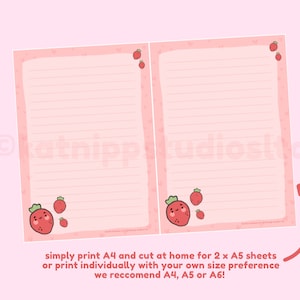 Kawaii Lil Strawberry Letter Set | Cute Digital Letter Stationery ...