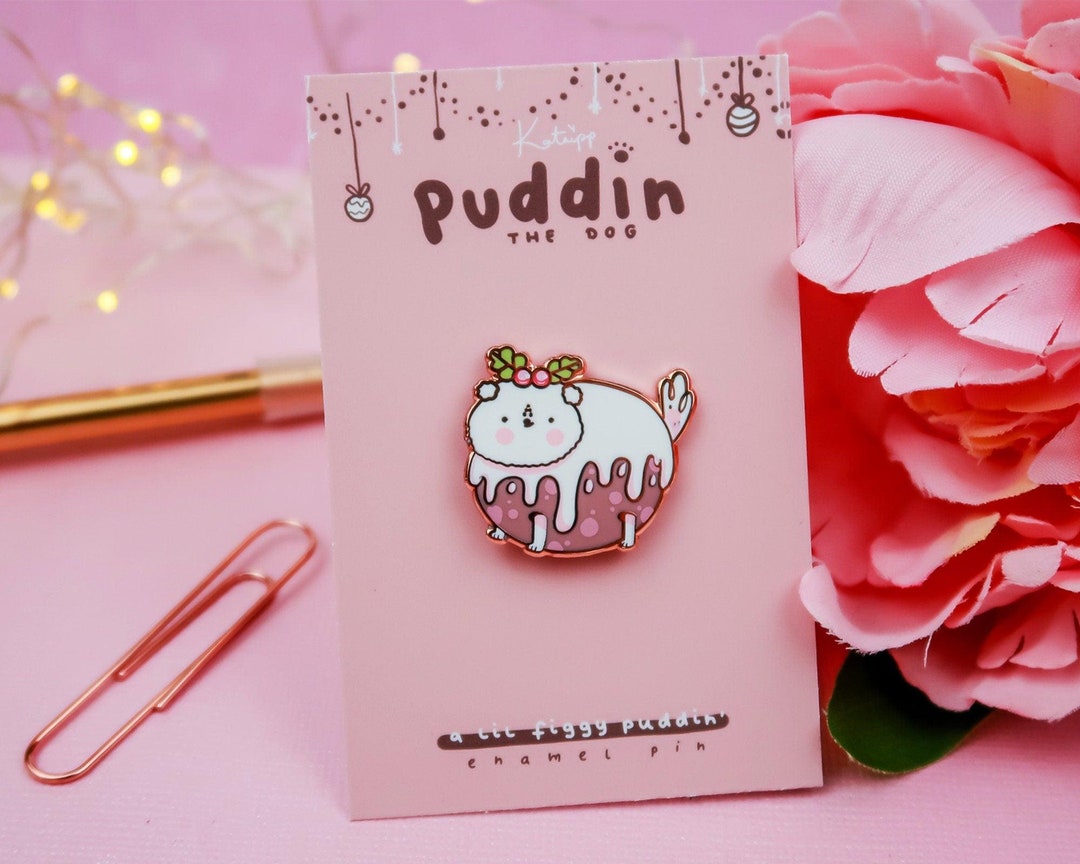 Figgy Puddin' the Dog Enamel Pin Christmas Lapel Badge Cute Holiday ...