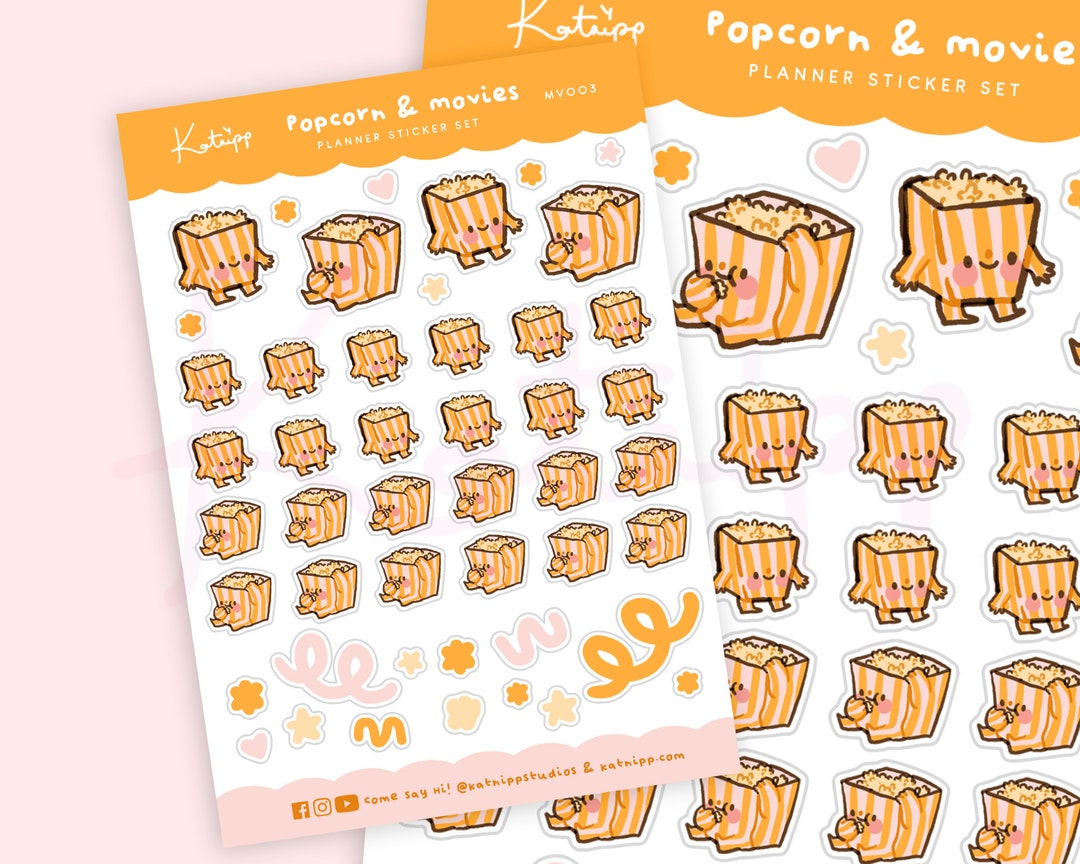 Popcorn Movie Night Planner BUJO Polco Deco Planner Stickers, Cinema ...