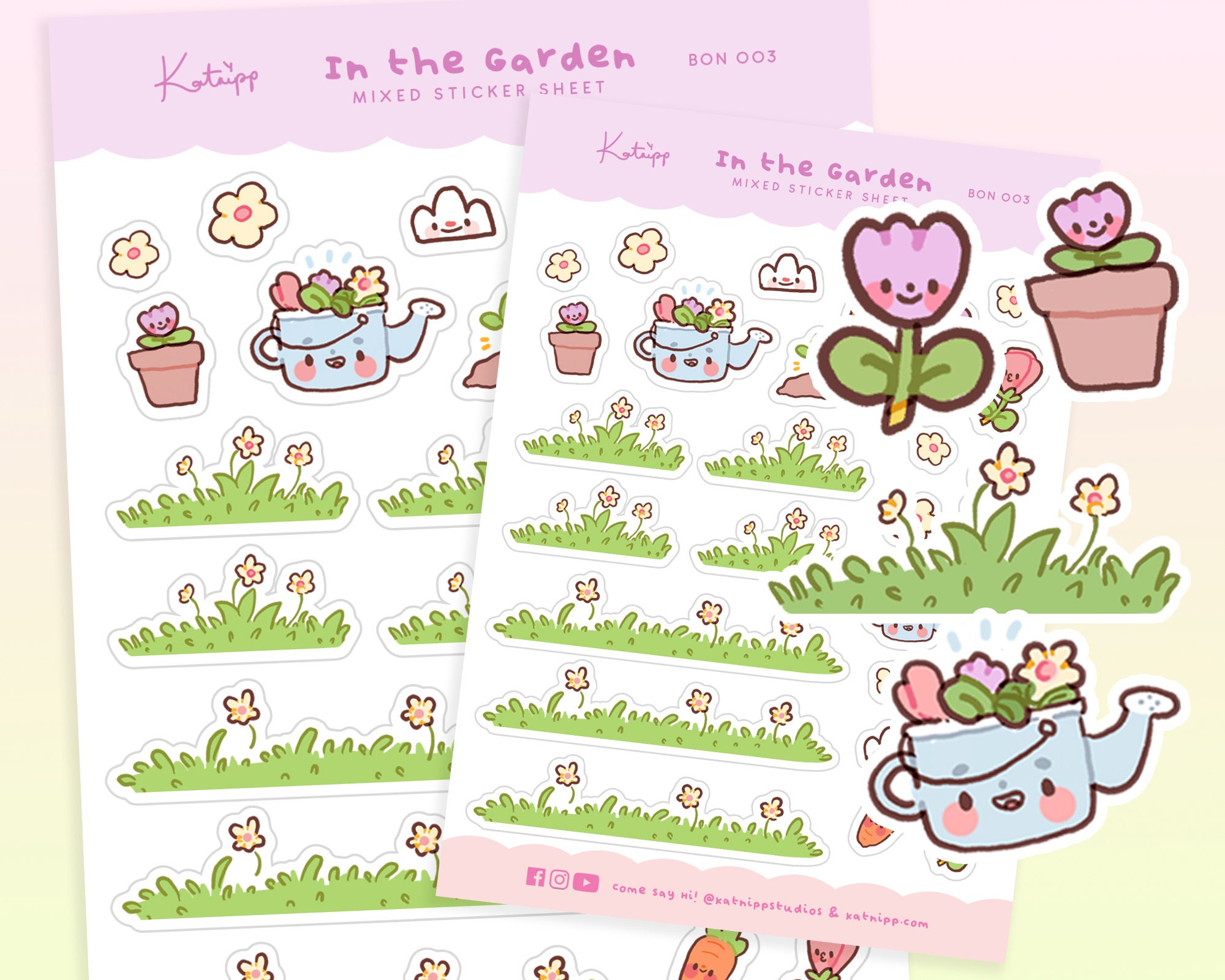 Kawaii Spring/summer Garden Sticker Sheet Kawaii Garden Farm - Etsy