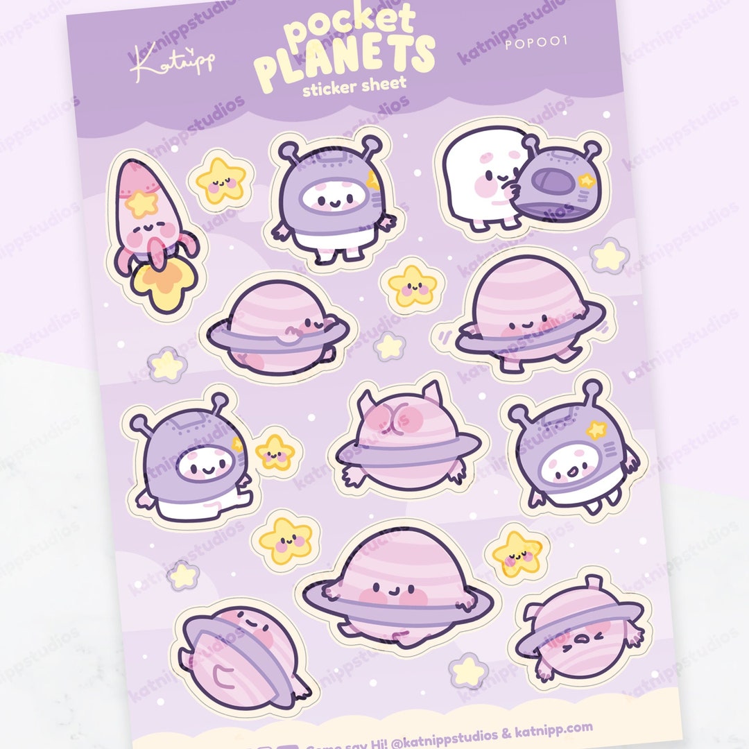 Pocket Planets Marshie & Space Friends A5 Waterproof Vinyl Sticker ...