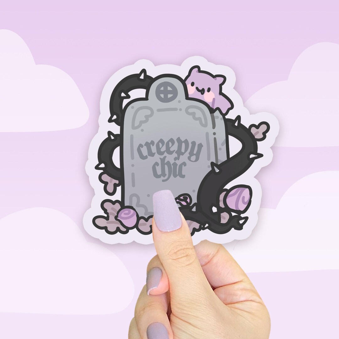 Kawaii Gothic Headstone Sticker Spooky Cute Halloween Decor With ...