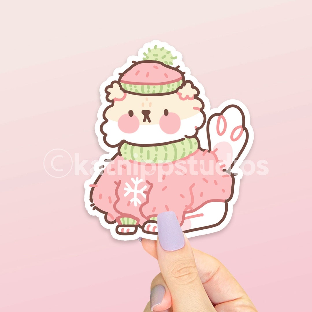 Cute Christmas Puddin Dog Die-cut Sticker Winter Decals Kawaii ...