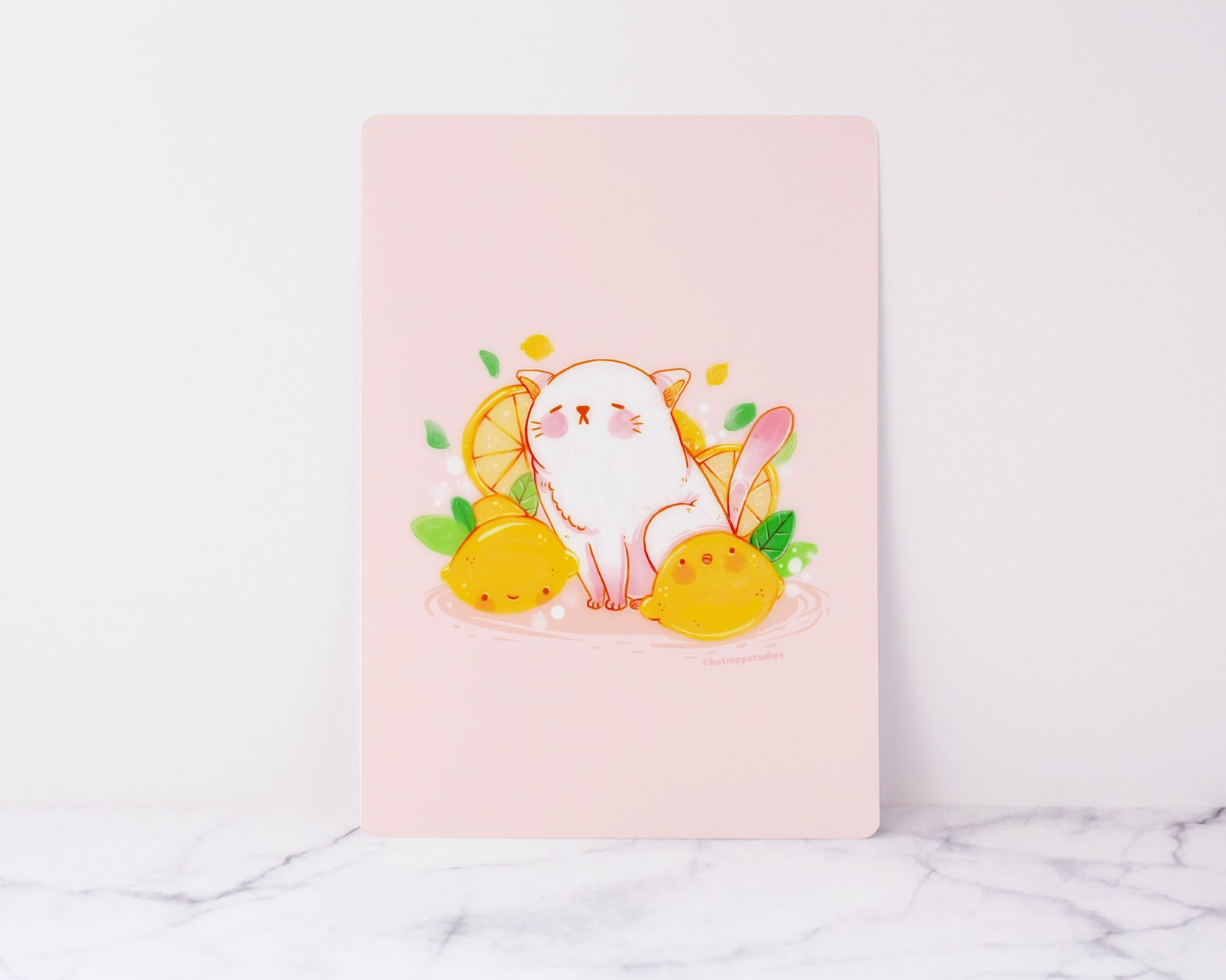 Kawaii Lemon Cat Art Print Kawaii Cute Cat Print Katnipp - Etsy