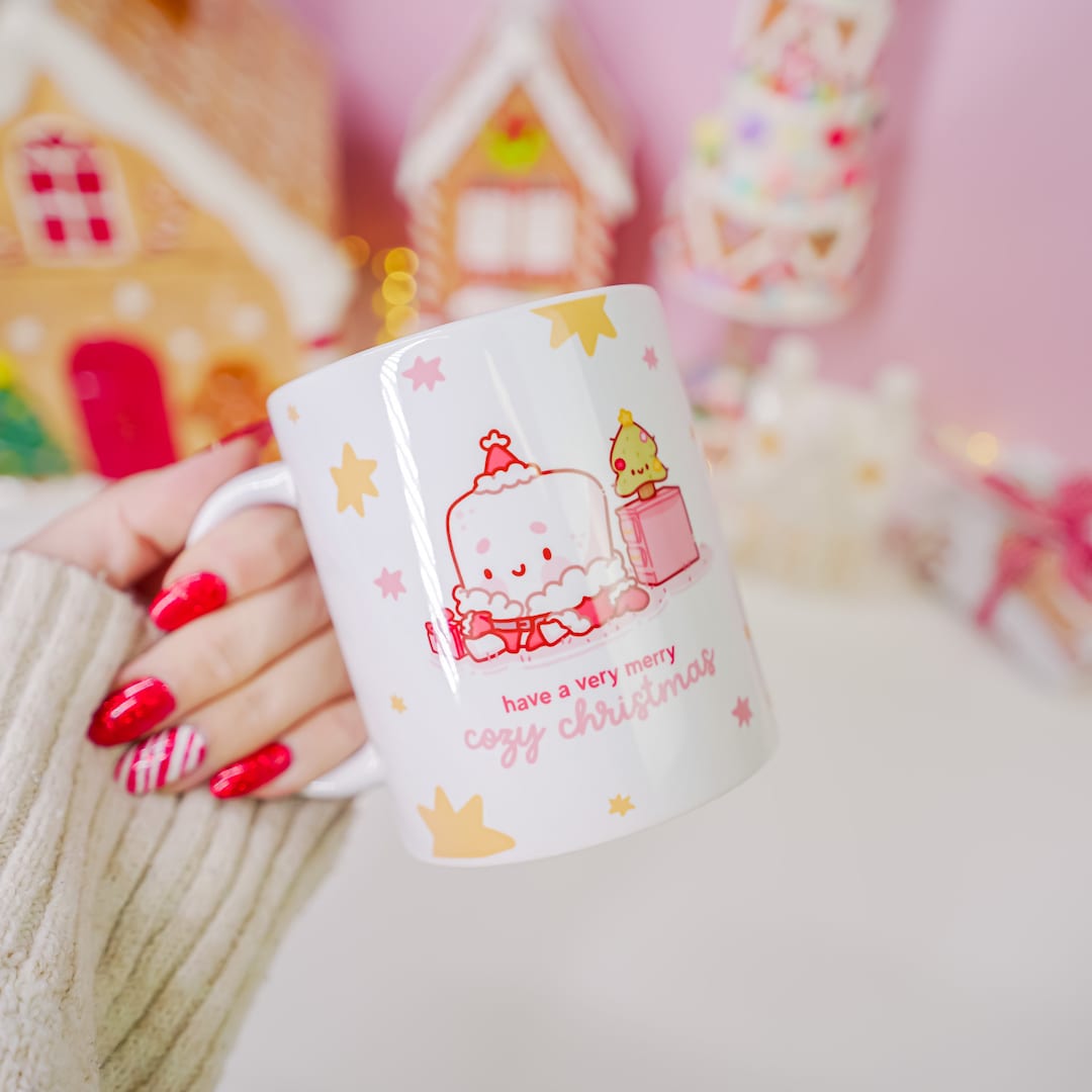 Cute Christmas Marshmallow Mug Funny Mug Kawaii Mugs Cute Ceramic Mugs ...