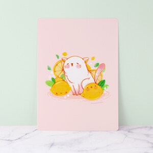 Kawaii Lemon Cat Art Print Kawaii Cute Cat Print Katnipp - Etsy