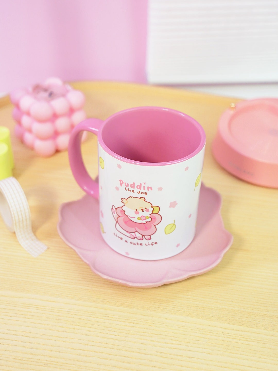 Cute Puddin the Dog Live a Cute Life Mug Kawaii Katnipp Dog Mug - Etsy