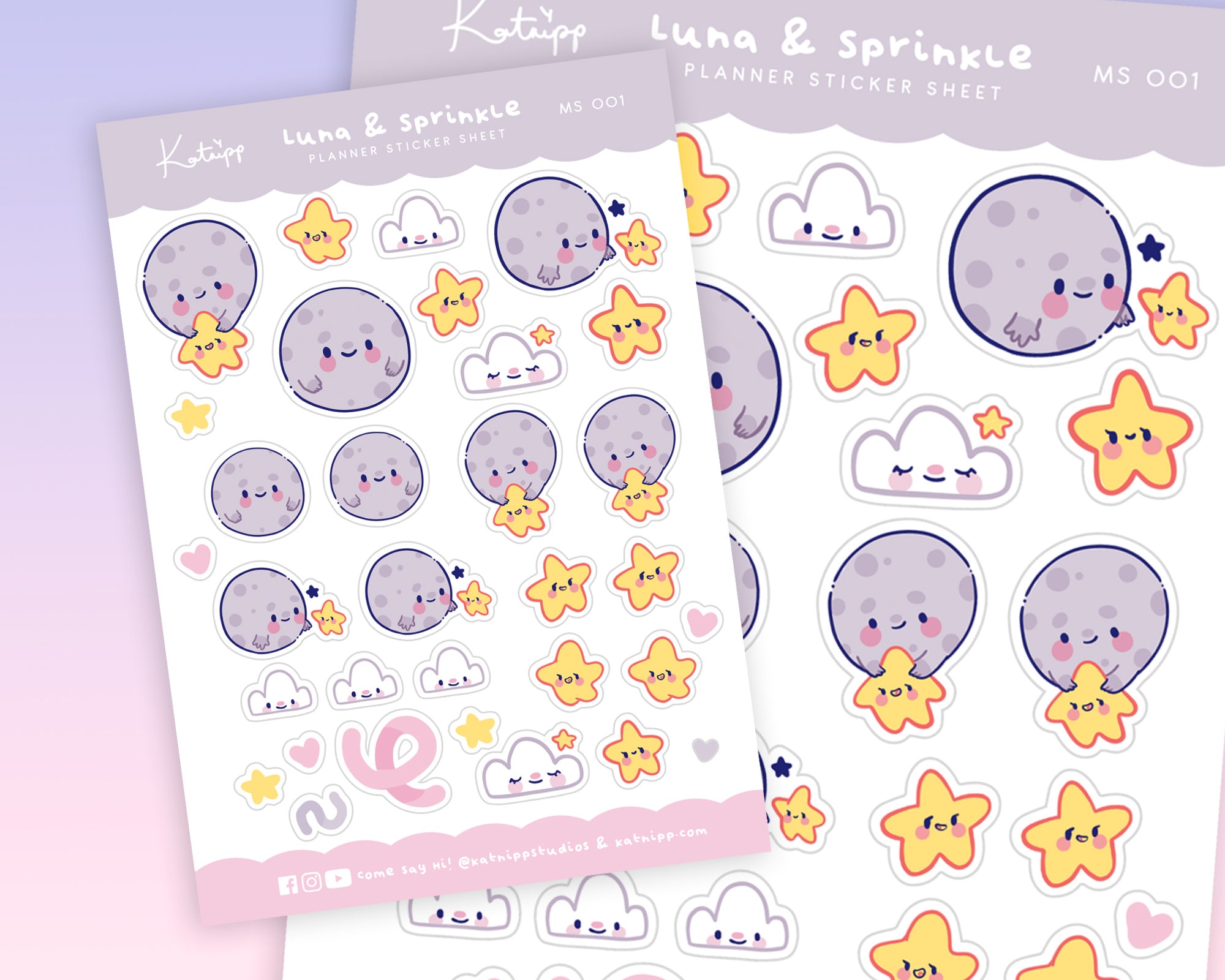 Cute Moon and Star Bujo Pastel Planner Stickers Kawaii | Etsy