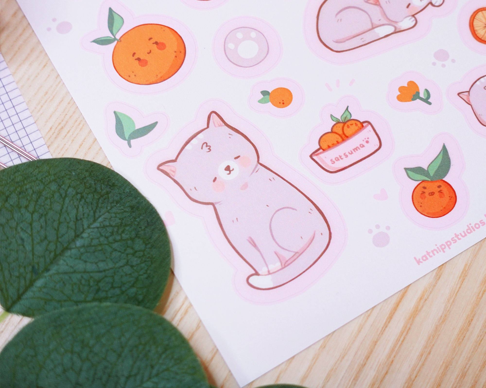 Satsuma the Cat Kawaii Waterproof A5 Vinyl Sticker Sheet | Etsy