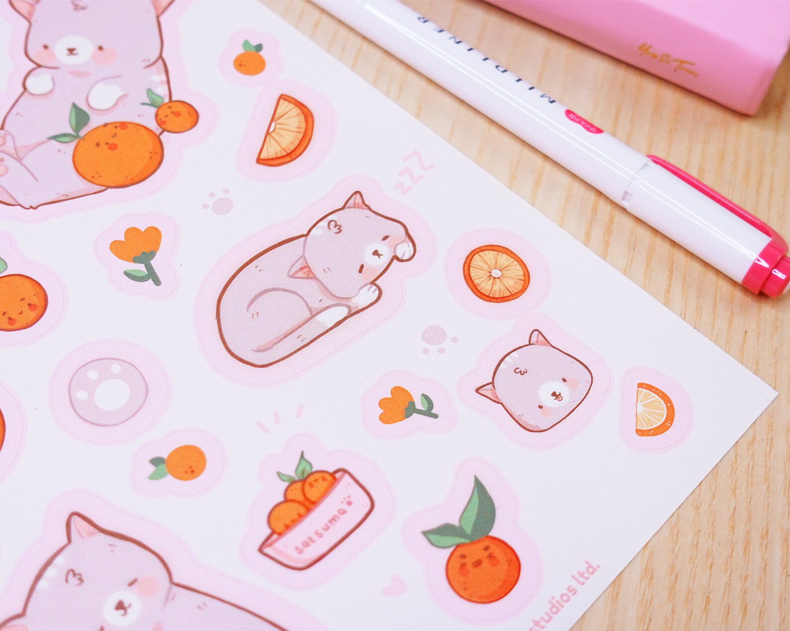 Satsuma the Cat Kawaii Waterproof A5 Vinyl Sticker Sheet | Etsy