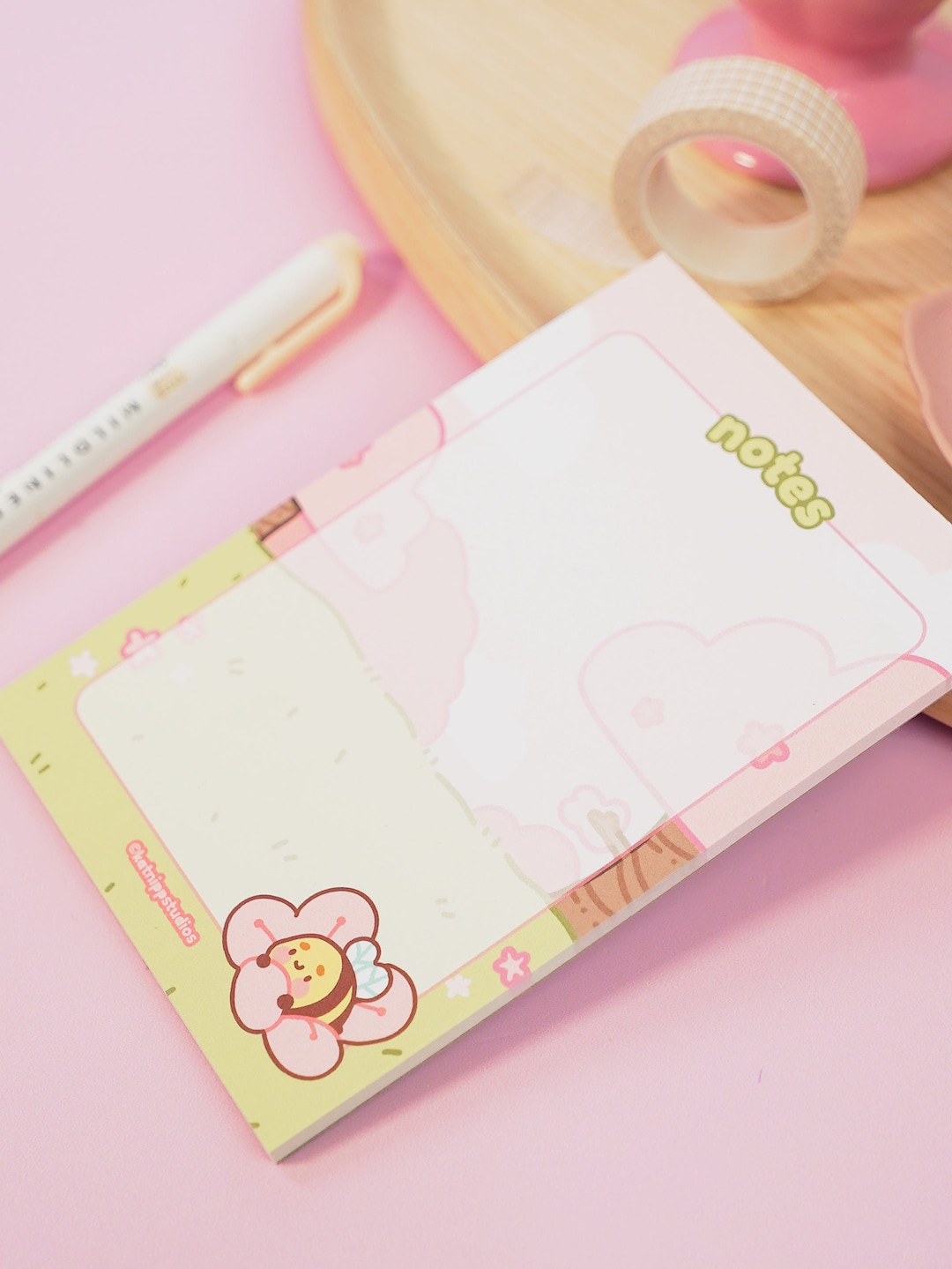 Sakura and Bumblebee A6 Notepad | Cherry Blossom Mini Notebook -cute ...