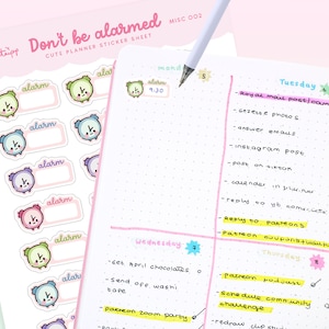 Kawaii Alarm Clock Reminder Tracker Stickers Reminder Stickers Daily ...