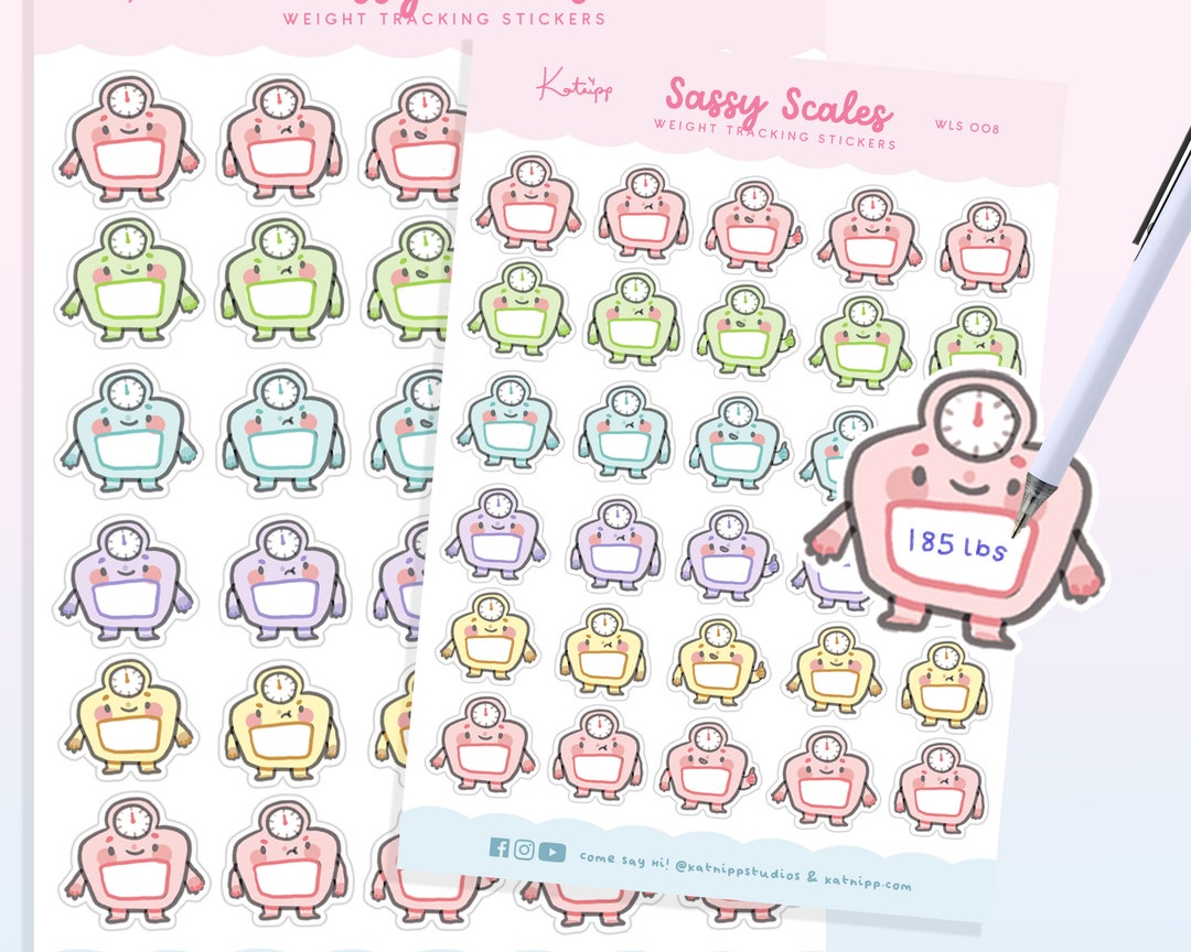 Weight Emoji Scales Tracker Sticker Sheet Healthy Lifestyle - Etsy Israel