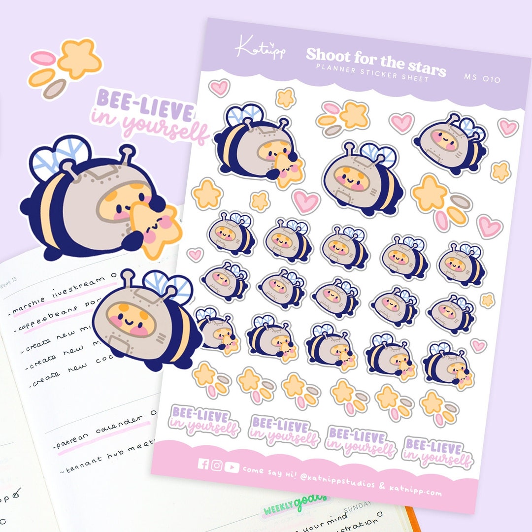 Kawaii Bumblebee Celestial Planner Stickers Cute Emoji Bujo Stickers ...