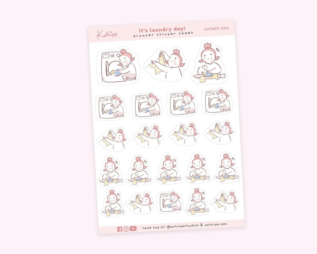 Laundry Chore Planner Stickers | Cute Emoji Mood | Ironing, Washing ...