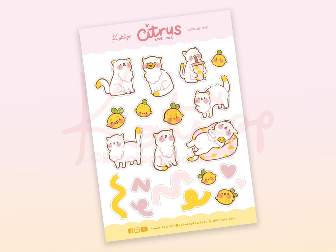 Citrus the Cat Planner Stickers | Kawaii Lemon Bujo Polco Deco Stickers ...