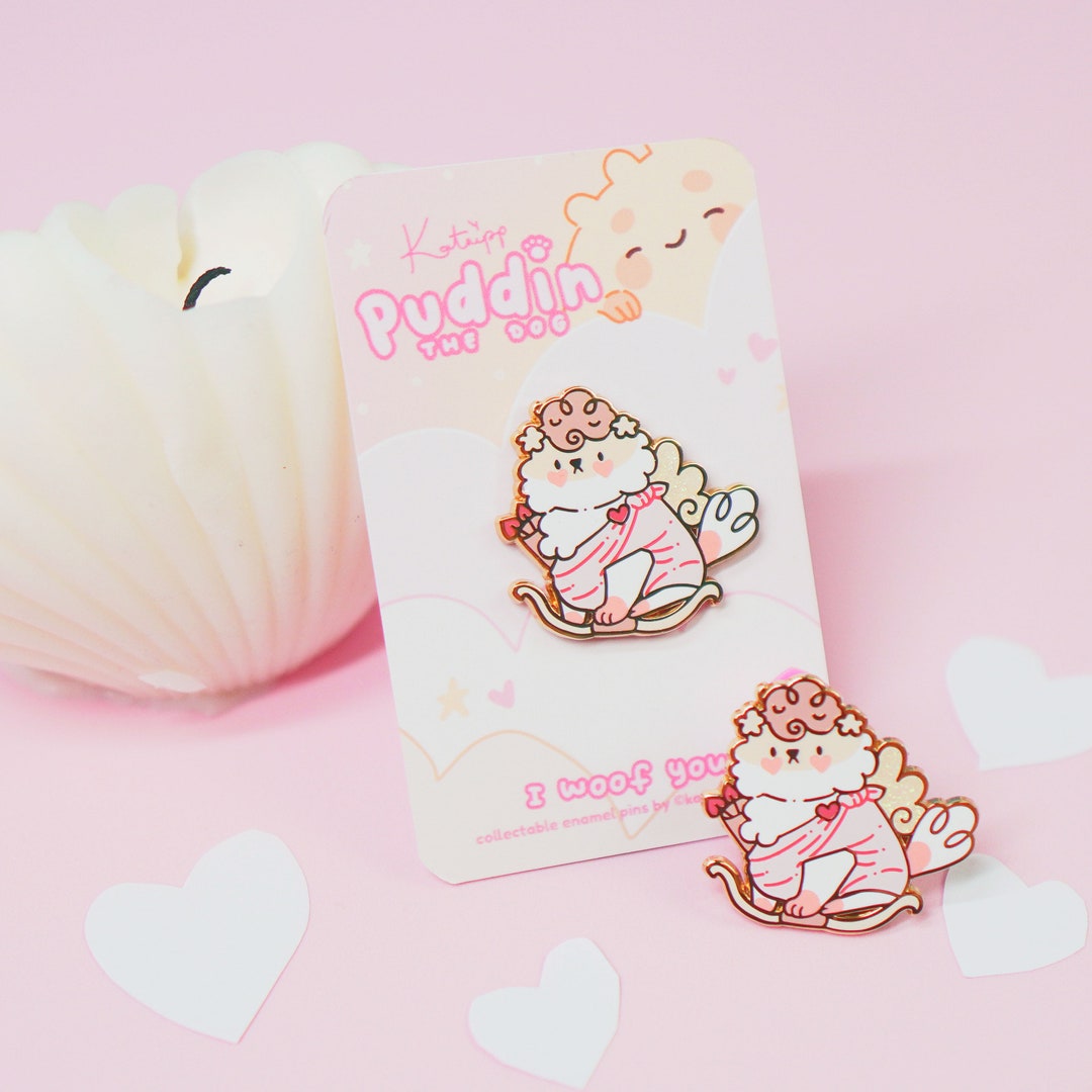 Kawaii Collectable Puddin the Dog Enamel Pin Valentines Cupid Official ...
