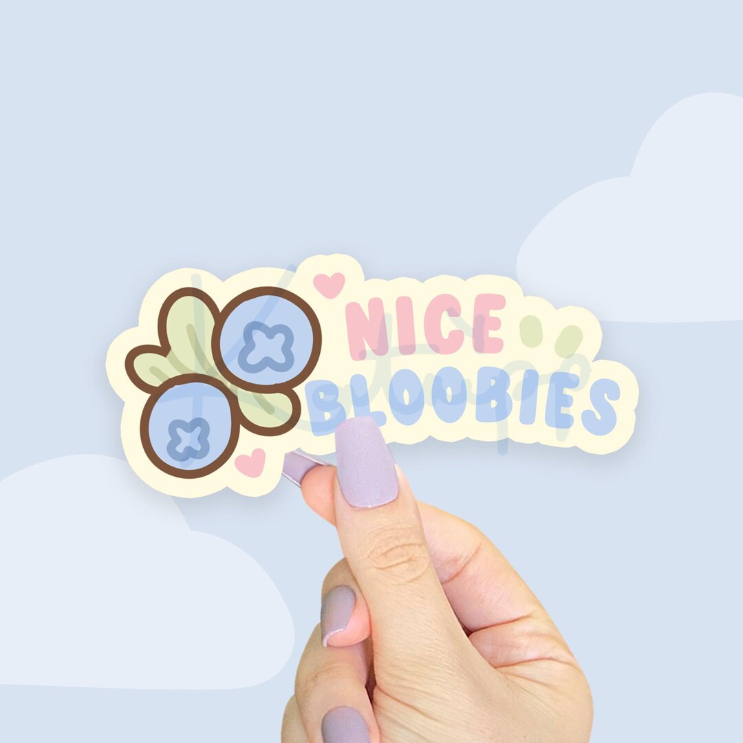 Nice Bloobies Blue Hydrangea Sticker | Kawaii Blueberry Pun, Die Cut ...