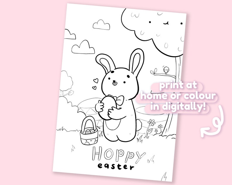 Printable Easter Bunny Colouring Page Digital Download | Etsy