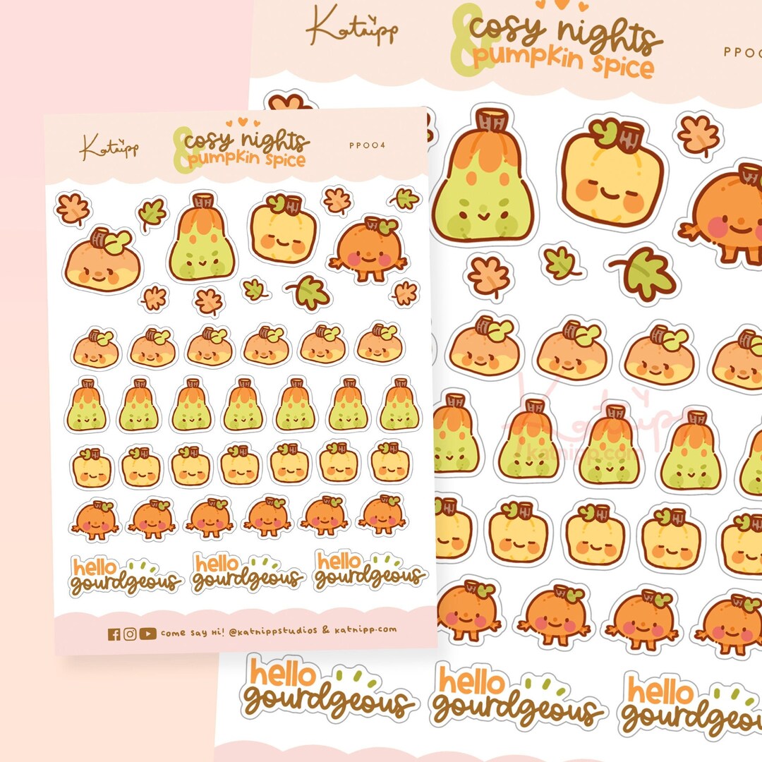 Mixed Pumpkin Stickers Cute Kawaii Autumn Fall Planner Stickers Pumpkin ...